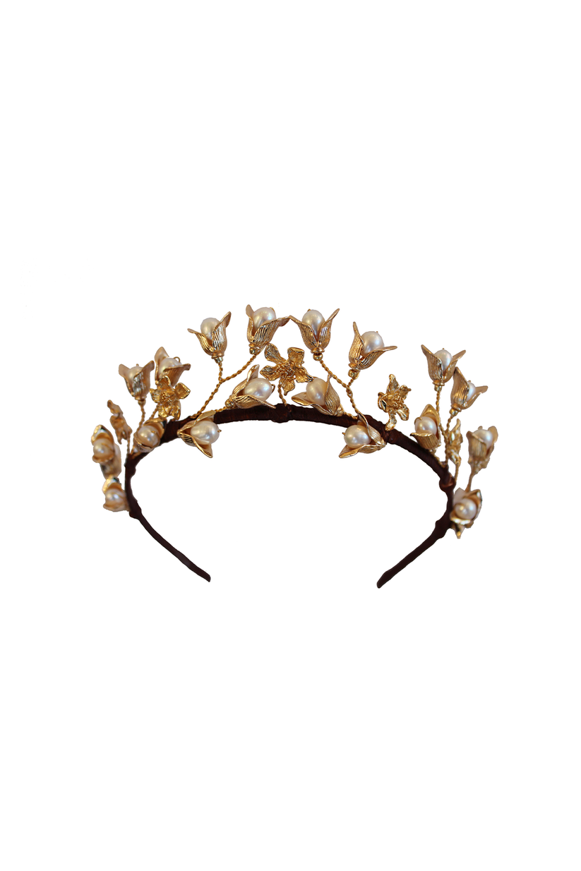 Reign Crown - Exquisite Pearl and Swarovski Crown with Delicate Floral ...
